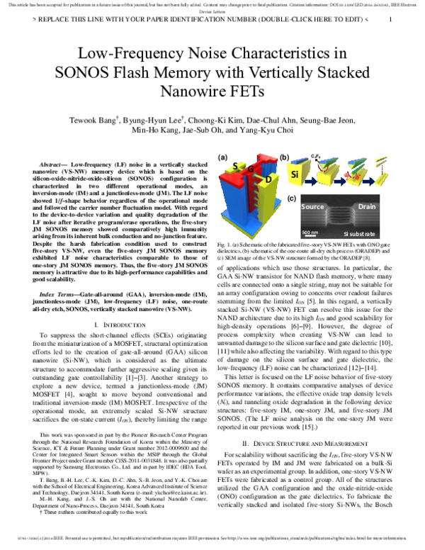 (PDF) Low-Frequency Noise Characteristics in SONOS Flash Memory with Vertically Stacked Nanowire ...