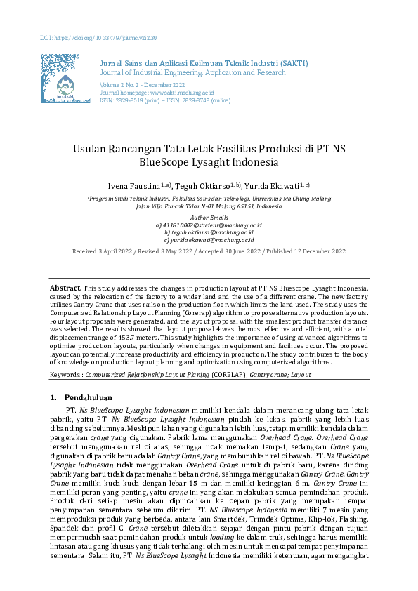 (PDF) Usulan Rancangan Tata Letak Fasilitas Produksi DI Pt. NS ...