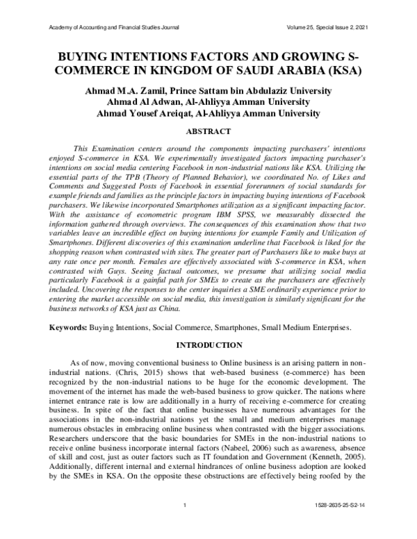 (PDF) Buying Intentions Factors and Growing S-Commerce in Kingdom of ...