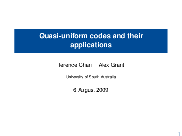 (PDF) Quasi-Uniform Codes and Their Applications