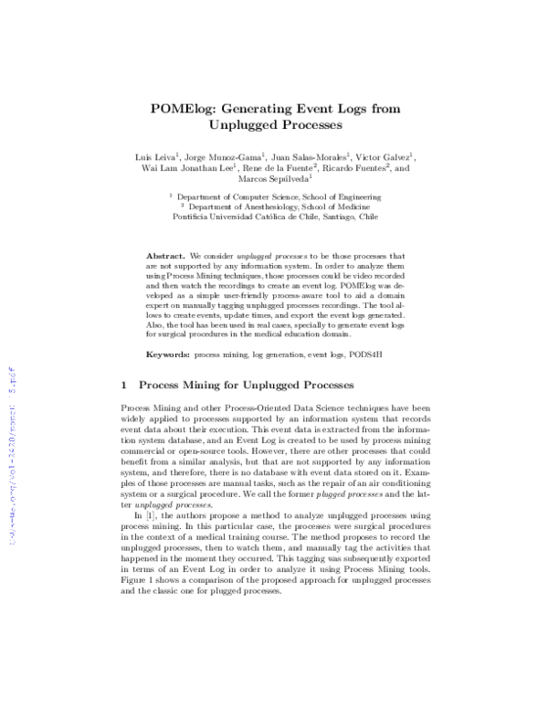 (PDF) POMElog: Generating Event Logs from Unplugged Processes