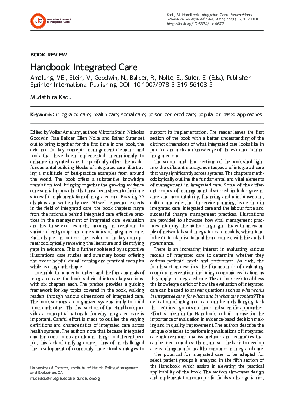 (PDF) Handbook Integrated Care