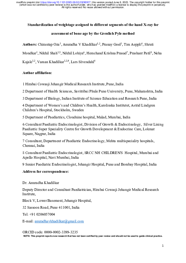 (PDF) Standardization of weightage assigned to different segments of ...