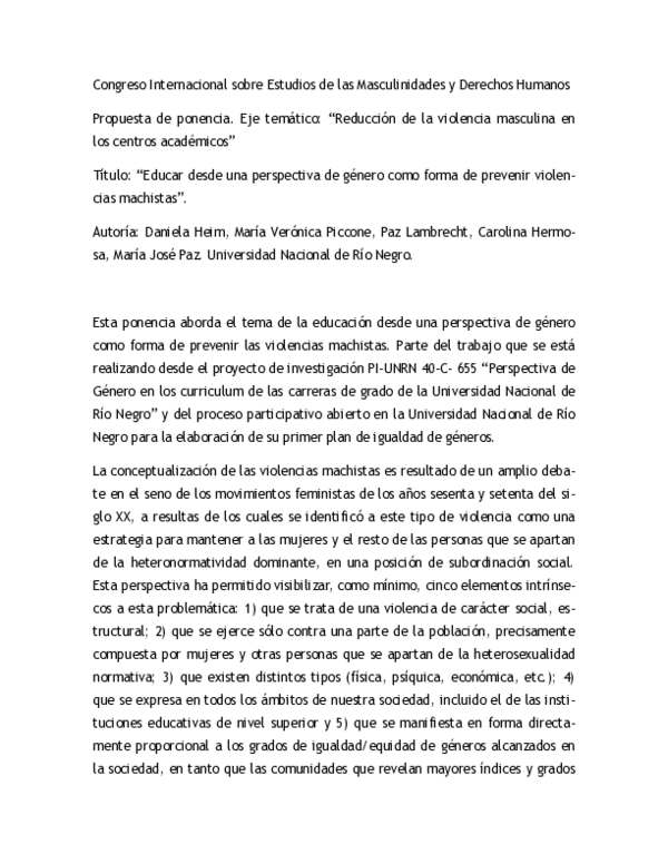 (PDF) Educar desde una perspectiva de género como forma de prevenir violencias machistas