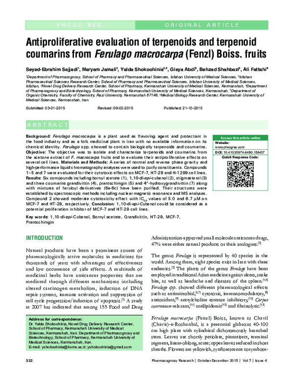 (PDF) Antiproliferative evaluation of terpenoids and terpenoid coumarins from Ferulago ...