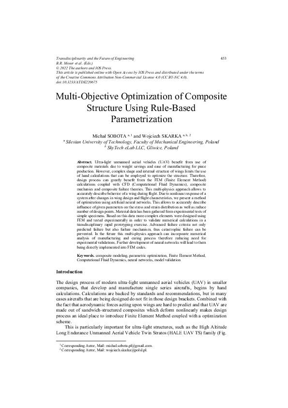 (PDF) Multi-Objective Optimization of Composite Structure Using Rule-Based Parametrization