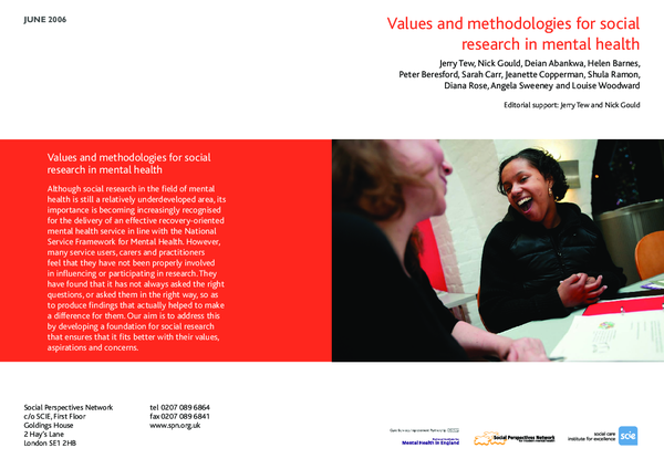 (PDF) Values and Methodologies for Social Research In Mental Health