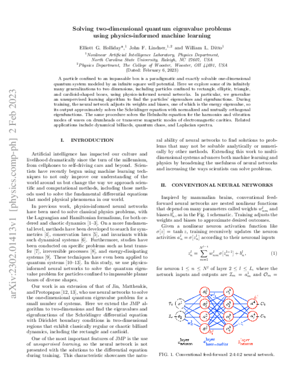 (PDF) Solving two-dimensional quantum eigenvalue problems using physics-informed machine learning