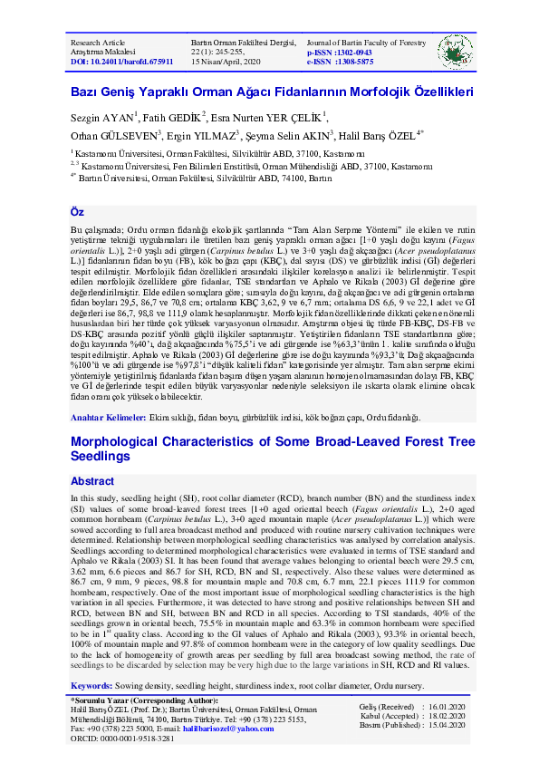 (PDF) Morphological Characteristics of Some Broad-Leaved Forest Tree ...