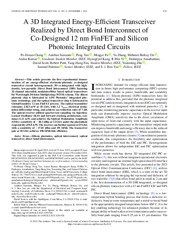(PDF) A 3D Integrated Energy-Efficient Transceiver Realized by Direct Bond Interconnect of Co ...