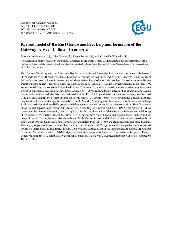 (PDF) Revised model of the East Gondwana Break-up and formation of the ...