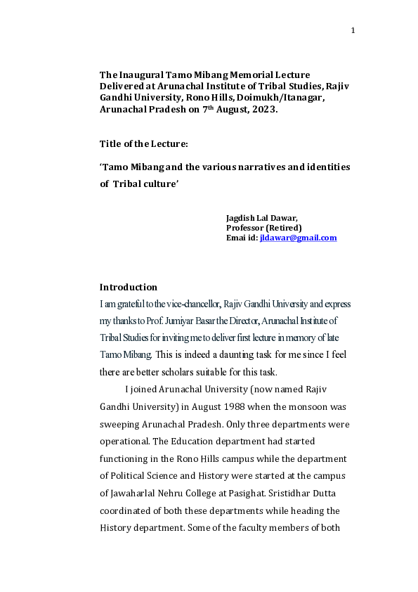 (PDF) Memorial Lecture