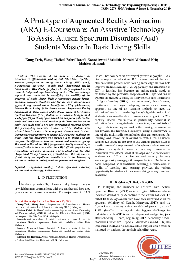 (PDF) A Prototype of Augmented Reality Animation (ARA) E-Courseware: An ...