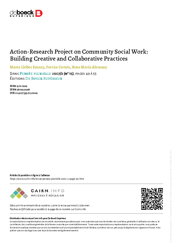(PDF) Action-Research Project on Community Social Work: Building ...