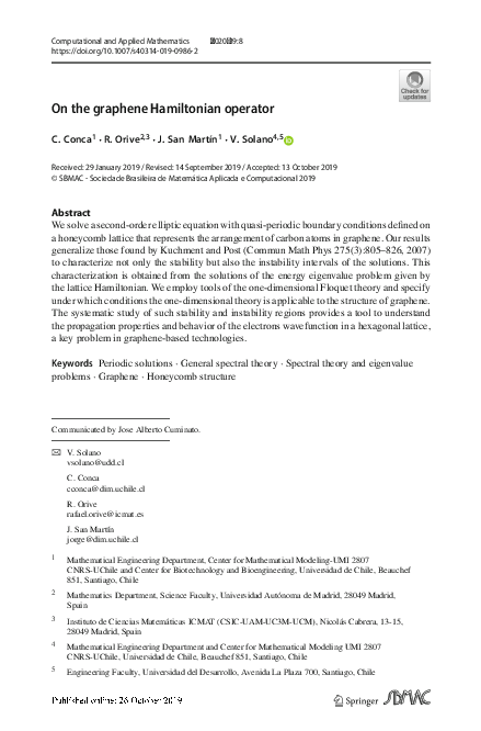(PDF) On the graphene Hamiltonian operator