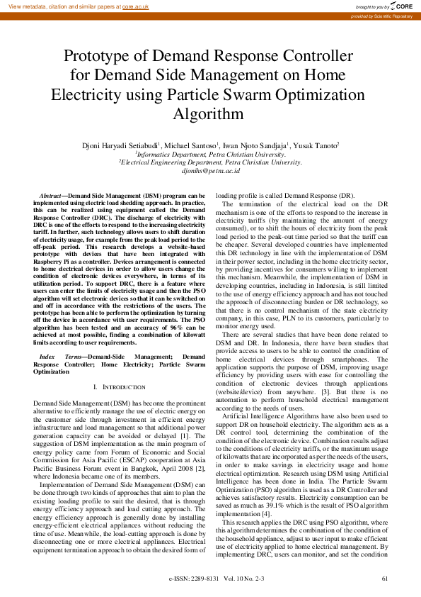 Pdf Prototype Of Demand Response Controller For Demand Side Management On Home Electricity