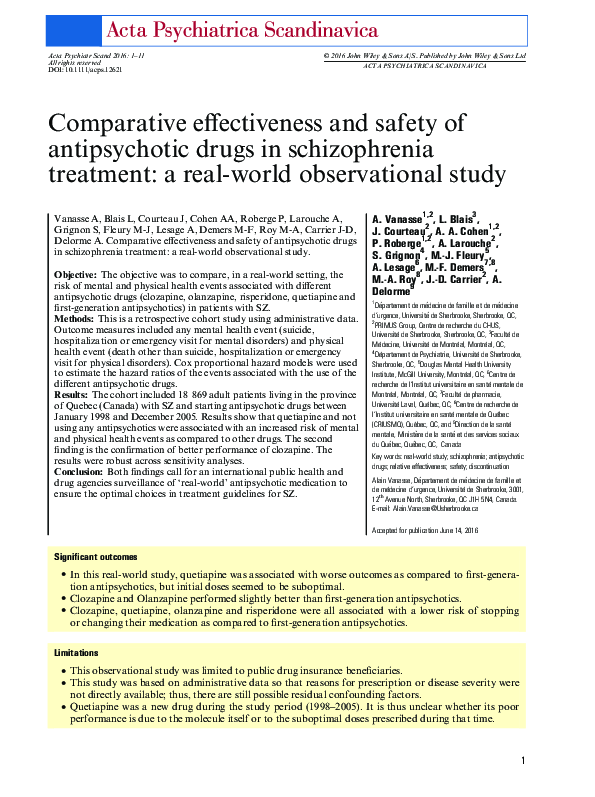 (PDF) Comparative effectiveness and safety of antipsychotic drugs in ...