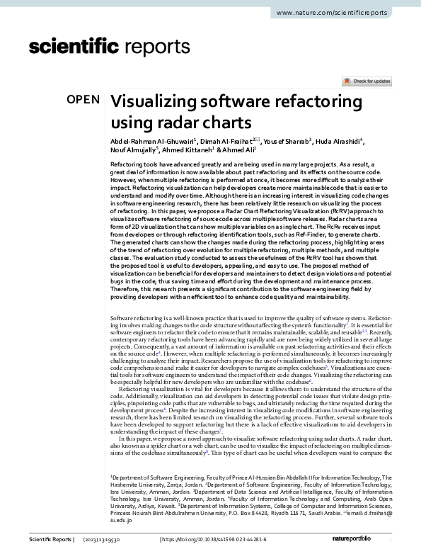 (PDF) Visualizing software refactoring using radar charts