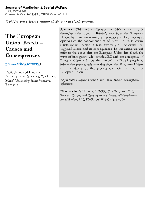 (PDF) The European Union. Brexit – Causes and Consequences