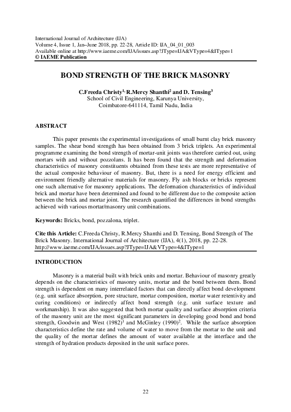 (PDF) Bond Strength of the Brick Masonry