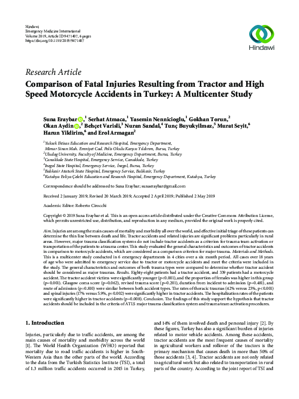 (PDF) Comparison of Fatal Injuries Resulting from Tractor and High ...