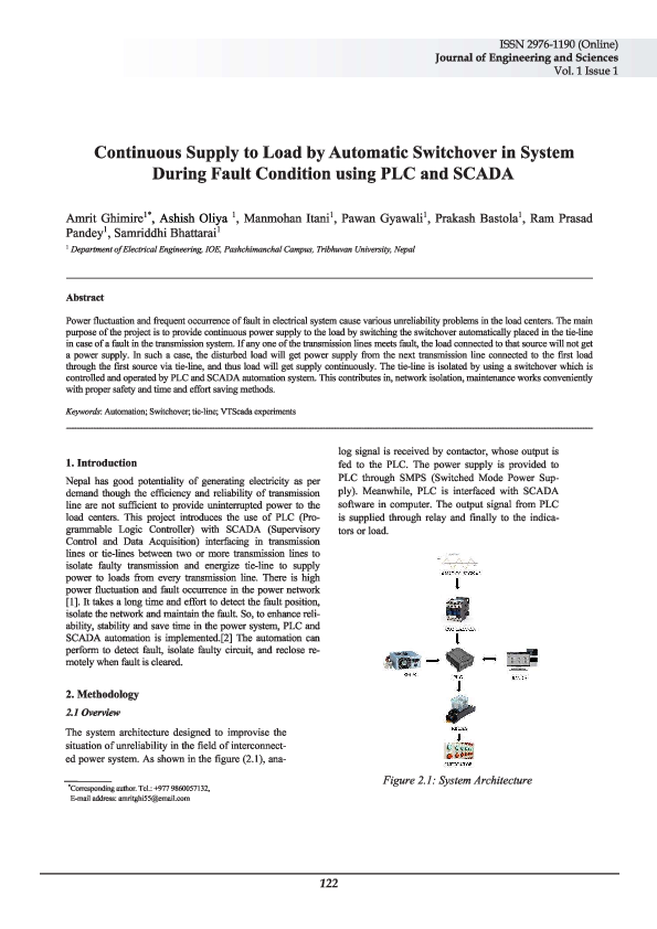 (PDF) Continuous Supply to Load by Automatic Switchover in System During Fault Condition using ...