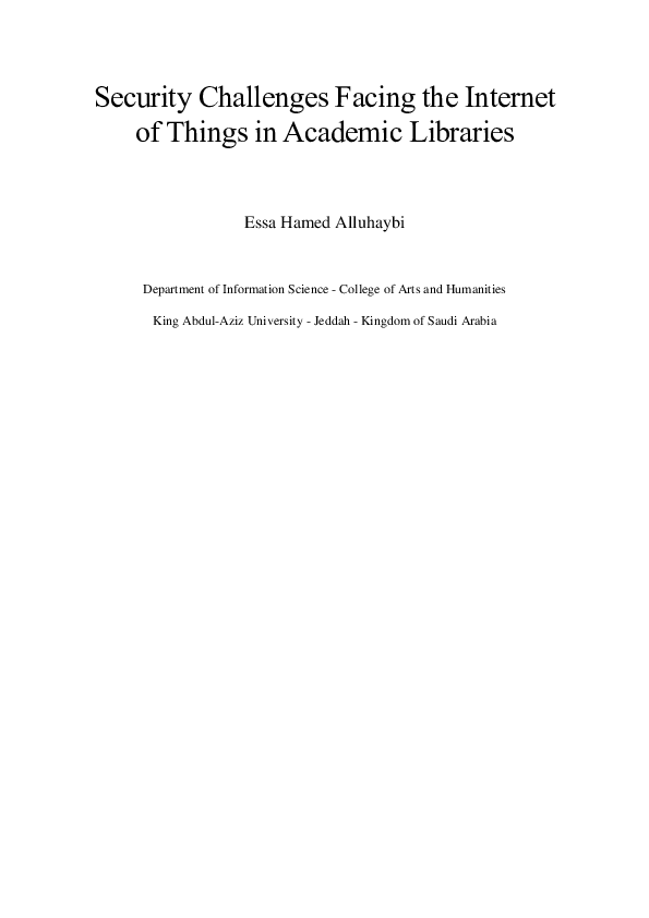 (PDF) Security Challenges Facing the Internet of Things in Academic ...