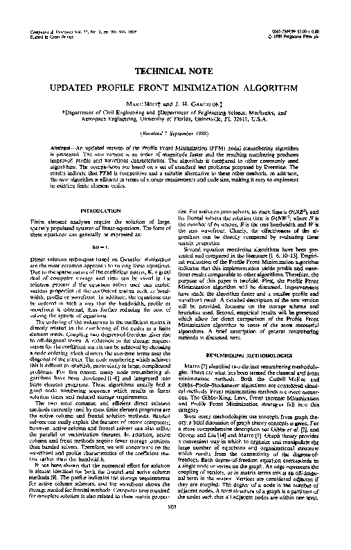 Pdf Updated Profile Front Minimization Algorithm