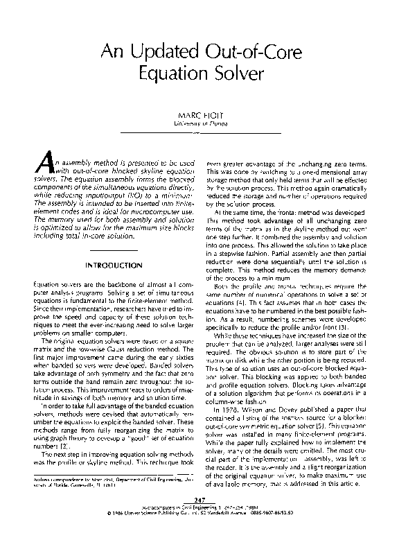 (PDF) An Updated Out-of-Core Equation Solver