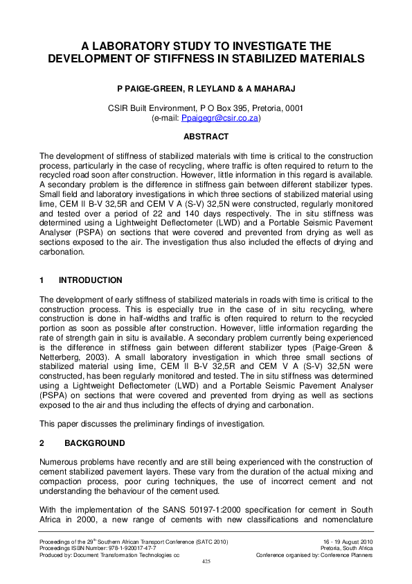(PDF) Stiffness Development in Stabilized Materials Over Time