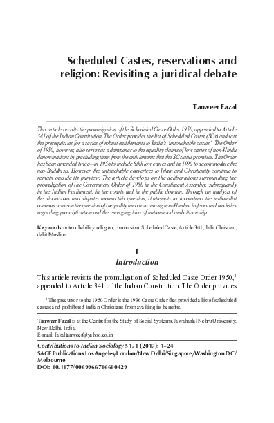 (PDF) Scheduled Castes, reservations and religion