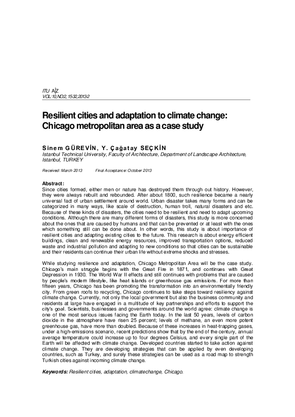 (PDF) Resilient Cities and Adaptation to Climate Change : Chicago ...