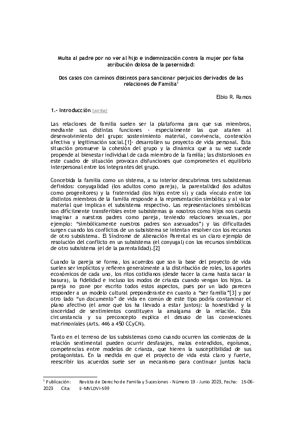(DOC) Multa al padre por no ver al hijo e indemnización contra la mujer ...
