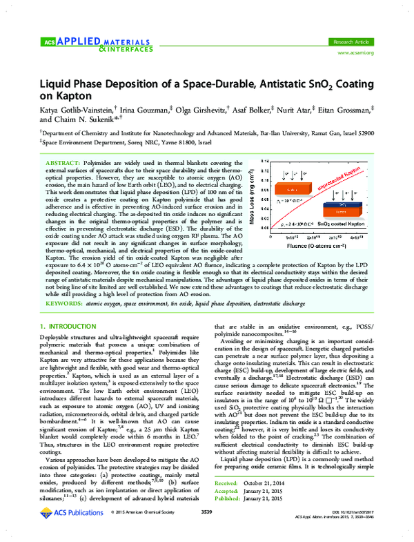 (PDF) Liquid phase deposition of a space-durable, antistatic SnO₂ ...