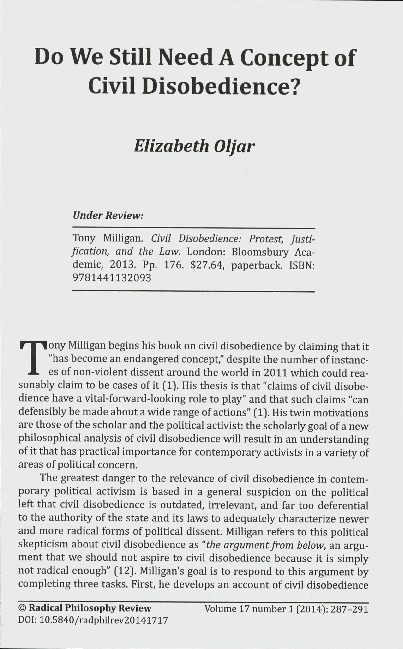 (PDF) Do We Still Need a Concept of Civil Disobedience?