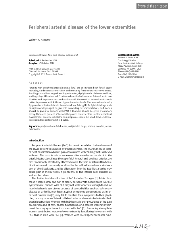 (PDF) State of the art paper Peripheral arterial disease of the lower ...