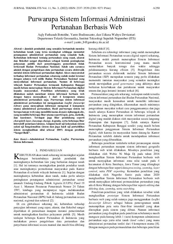 (PDF) Purwarupa Sistem Informasi Administrasi Pertanahan Berbasis Web