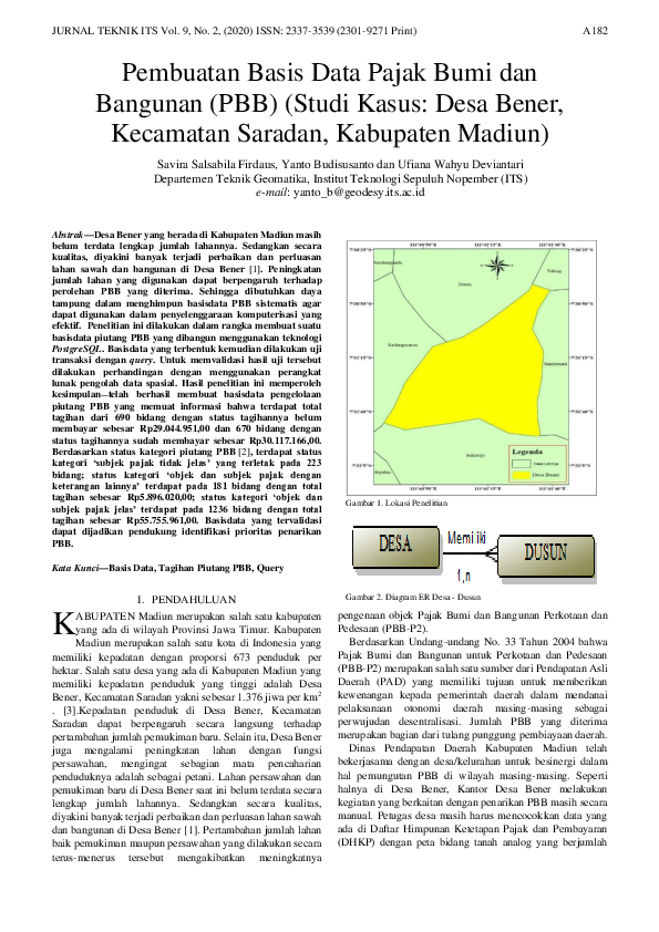(PDF) Pembuatan Basis Data Pajak Bumi dan Bangunan (PBB) (Studi Kasus: Desa Bener, Kecamatan ...