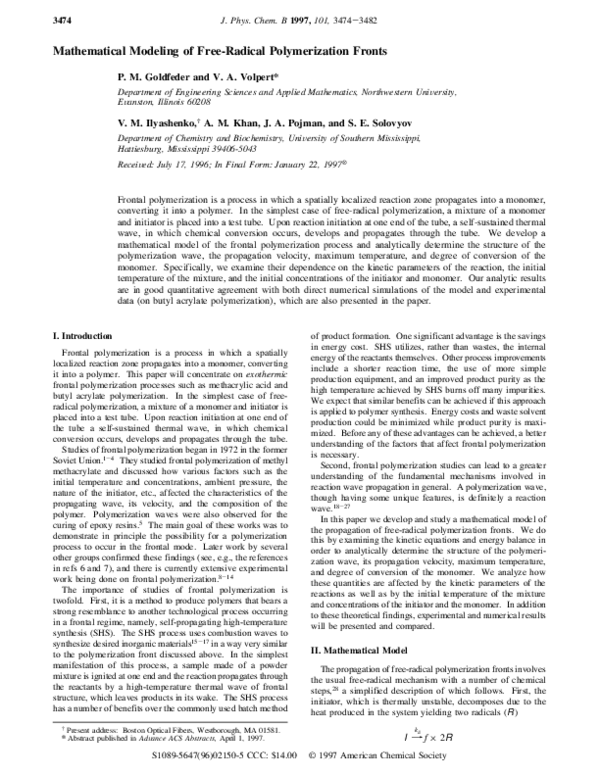 (PDF) Mathematical Modeling of Free-Radical Polymerization Fronts ...