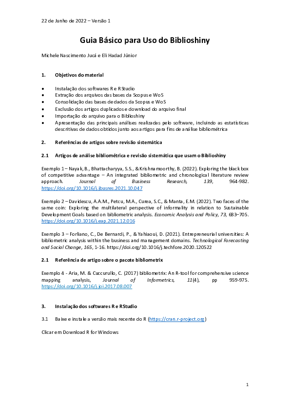 (PDF) Guia Basico para Uso do Biblioshiny - Versão 1