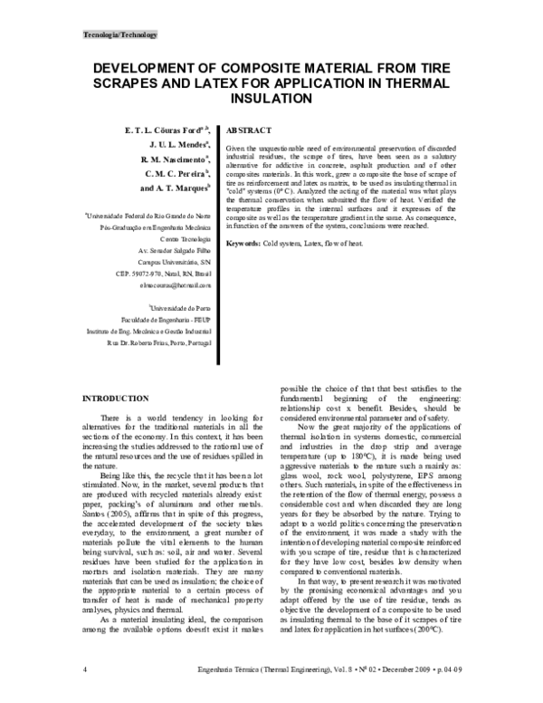 (PDF) Development of Composite Material from Tire Scrapes and Latex for ...