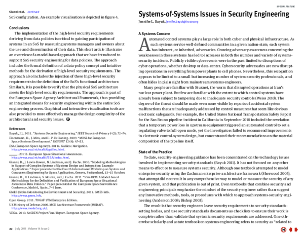 (PDF) Systems-of-Systems Issues in Security Engineering | Jennifer ...
