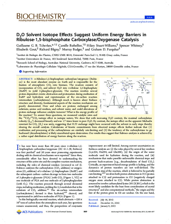 (PDF) D2O Solvent Isotope Effects Suggest Uniform Energy Barriers in ...