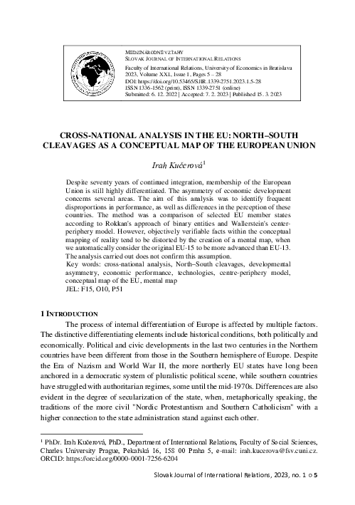 (PDF) Cross-National Analysis in the EU: North-South Cleavages as a ...