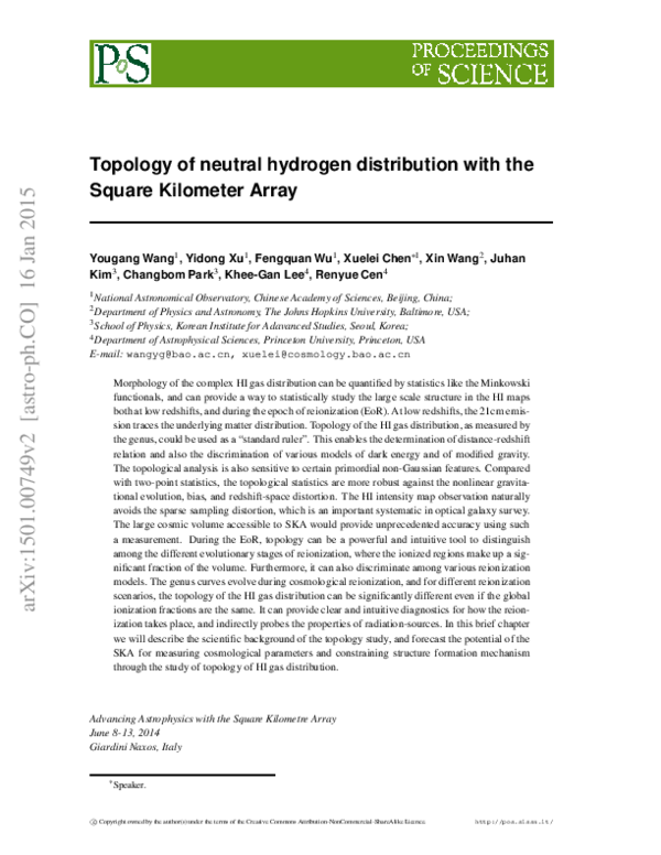 (PDF) Topology of neutral hydrogen distribution with the Square ...