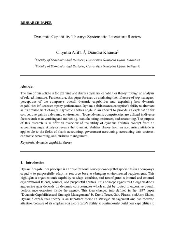 (PDF) Dynamic Capability Theory: Systematic Literature Review