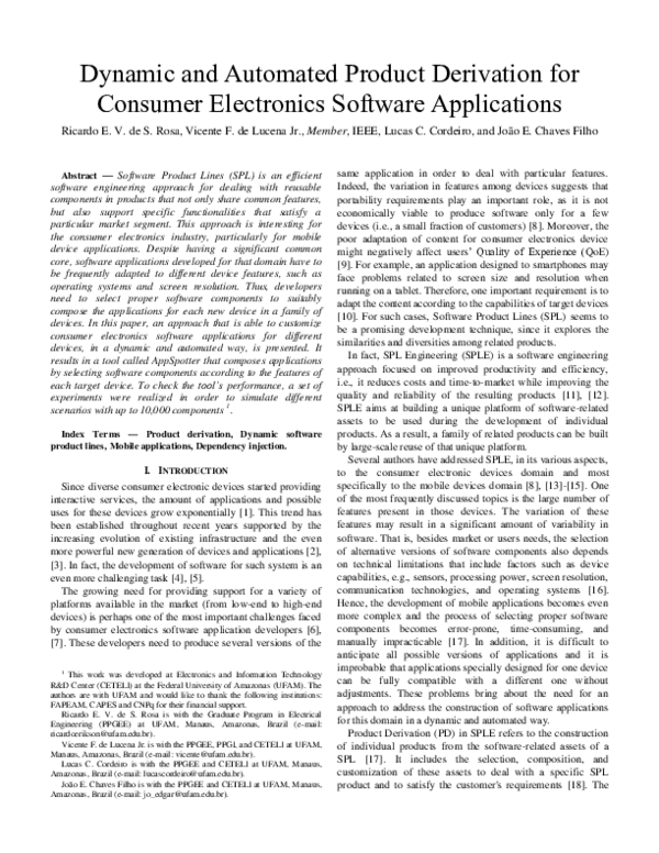 Pdf Dynamic And Automated Product Derivation For Consumer Electronics