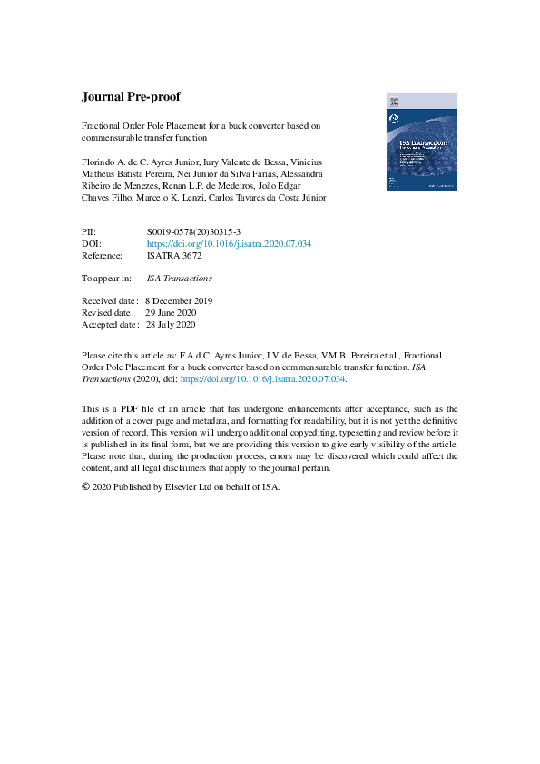 Pdf Fractional Order Pole Placement For A Buck Converter Based On