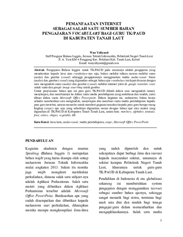 (DOC) Pemanfaatan Internet Sebagai Salah Satu Sumber Bahan Pengajaran ...