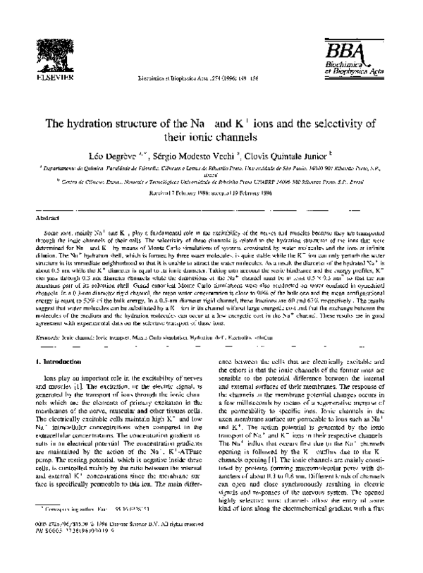 (PDF) The hydration structure of the Na+ and K+ ions and the ...